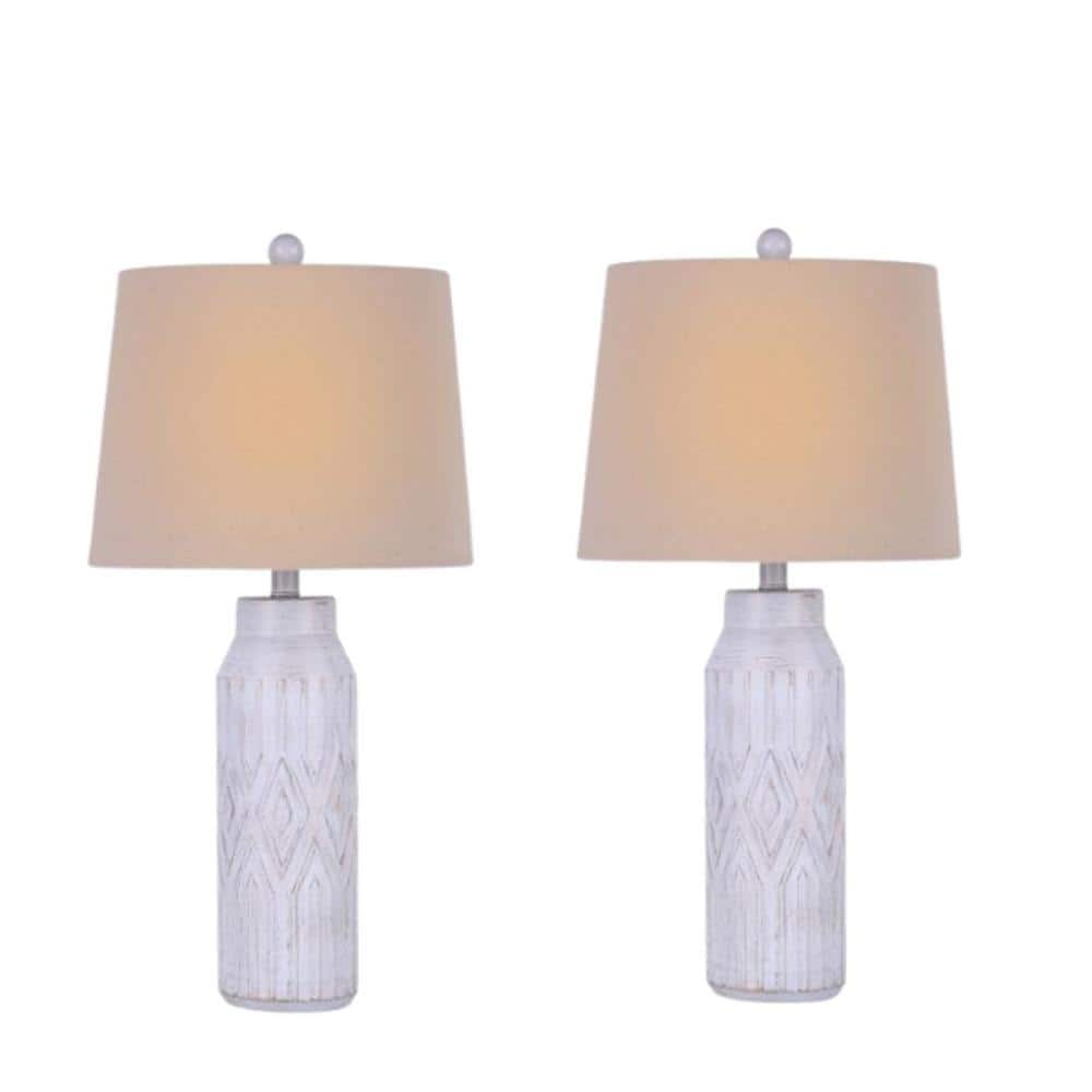 Fangio Lighting 26 in. Deco Diamond Indoor Table Lamp Set with ...
