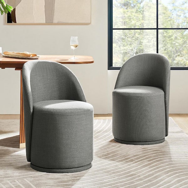 JAYDEN CREATION Clester Charcoal Polyester Swivel Dining Chair Set of 2 ...