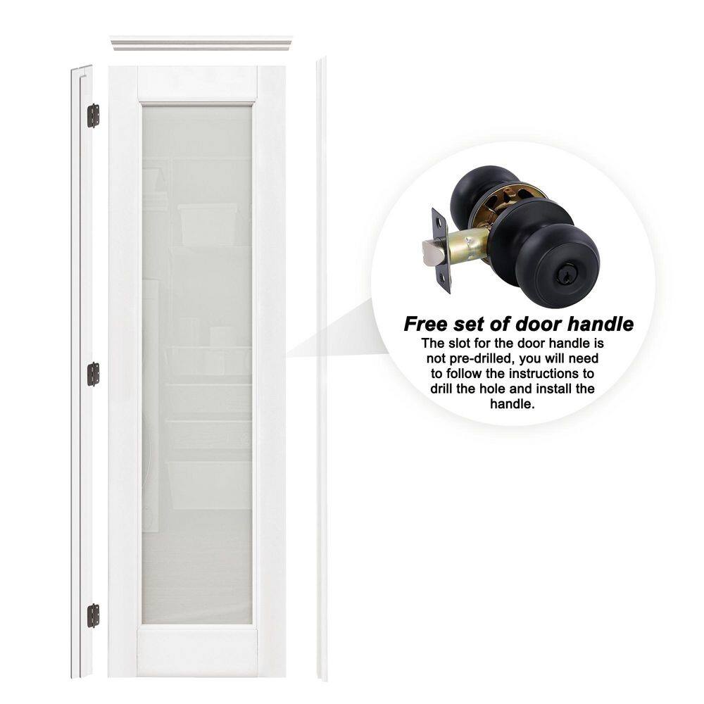 ARK DESIGN 24 in. x 80 in. Left 1-Lite Frosted Glass White MDF Assembly ...