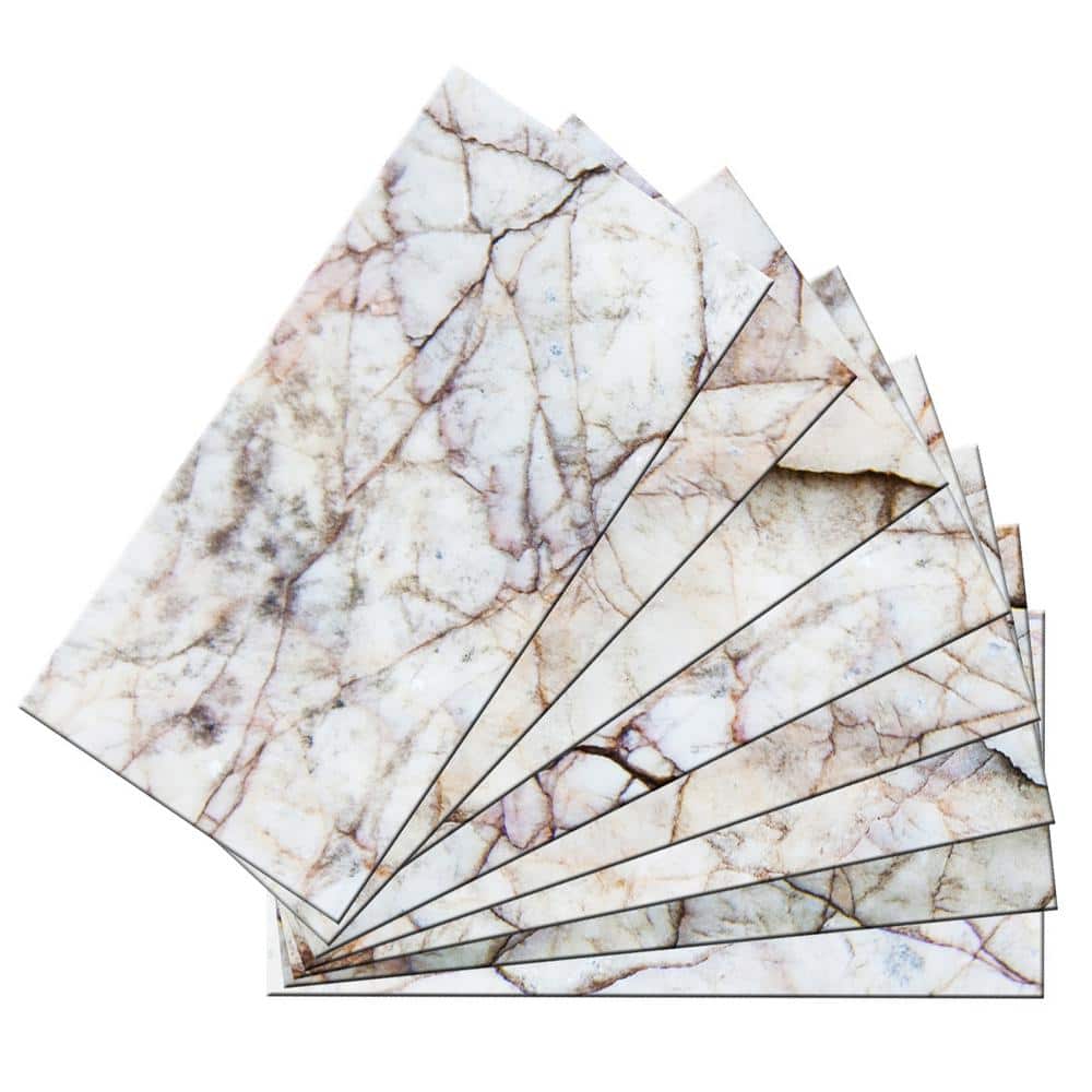 SkinnyTile 3 in. x 6 in. x 2mm Skinny Peel and Stick Glass Skin Wall ...