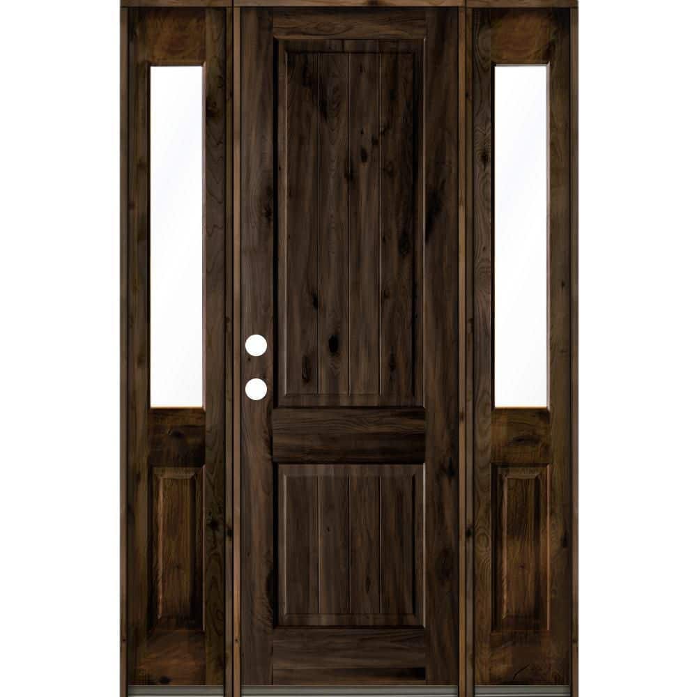 Krosswood Doors 58 in. x 96 in. Rustic Knotty Alder Square Top Right ...
