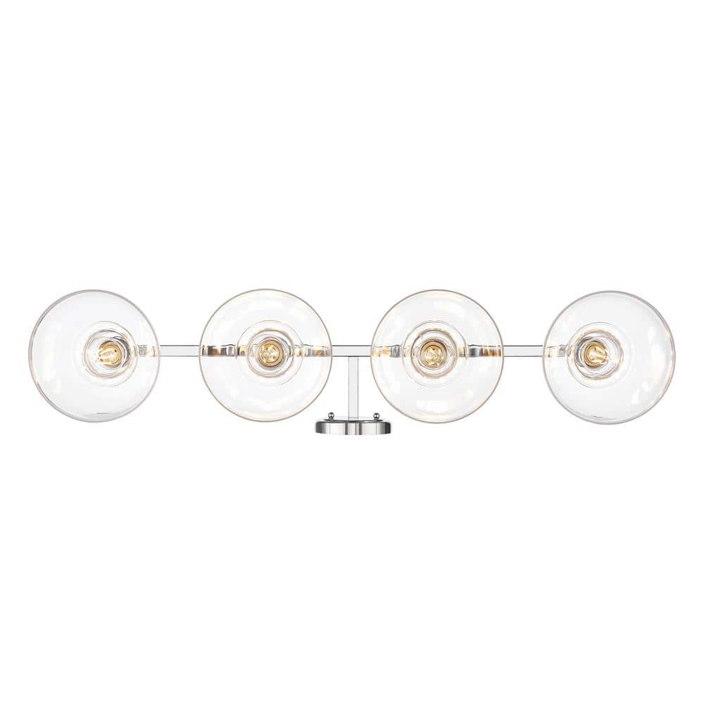 Golden Lighting Carver 8.75 in. 4 Light Silver Vanity Light with Clear ...