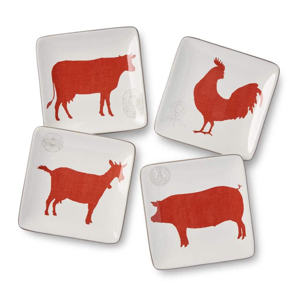 Certified International Multi-Colored Vintage Farm Canape Accent Plates ...