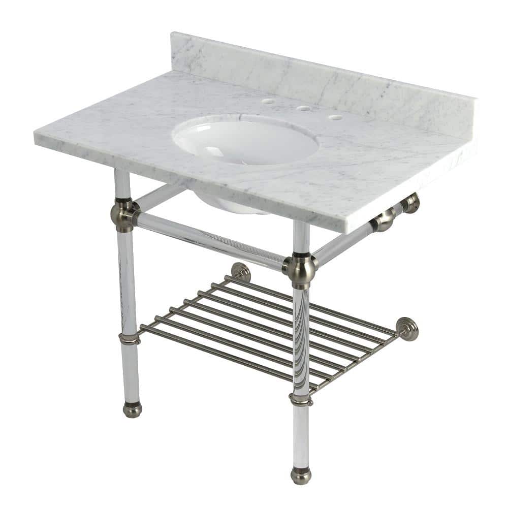 Kingston Brass Templeton 36 in. Marble Console Sink with Acrylic Legs ...