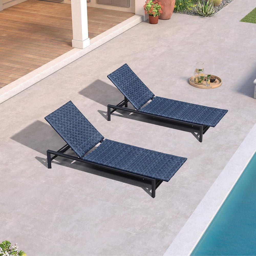 PURPLE LEAF Patio Chaise Lounge Chair Set Outdoor Pool Adjustable ...