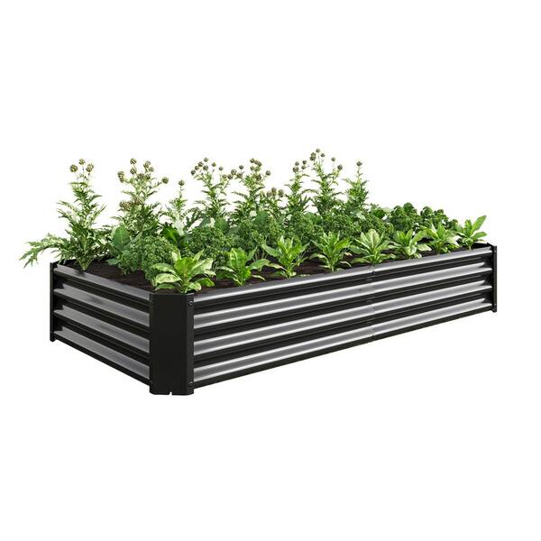 Outsunny Galvanized Steel Raised Garden Bed with Trellis, Freestanding ...