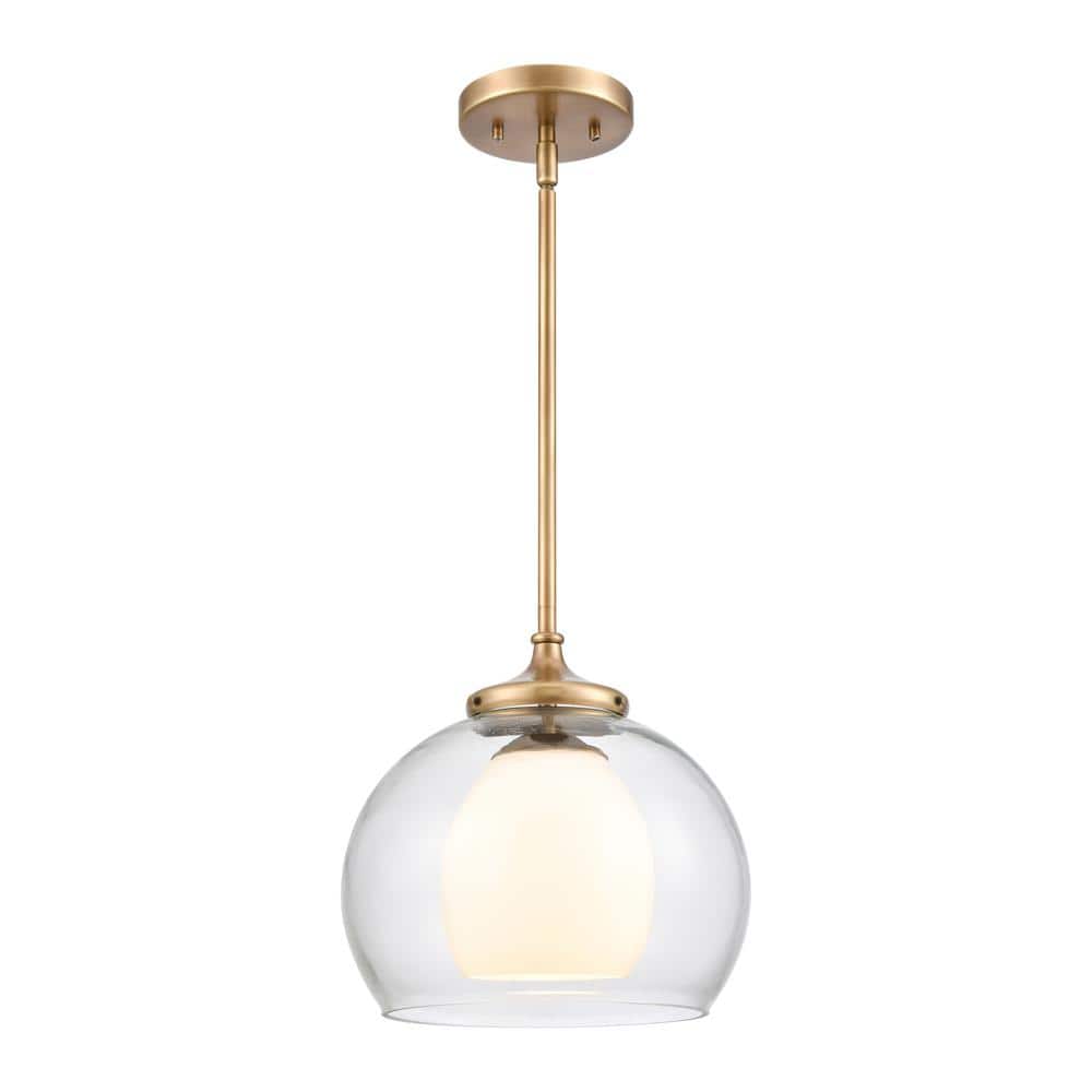 Titan Lighting Sanger 1-Light Brass Mini Pendant Light with Glass Shade ...