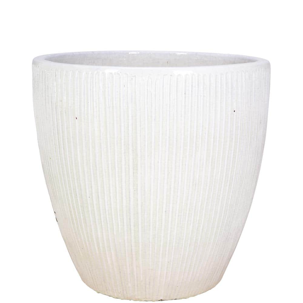 15 in. Crackle White Ceramic Ribby Egg Planter GGC-775B-CWT - The Home ...