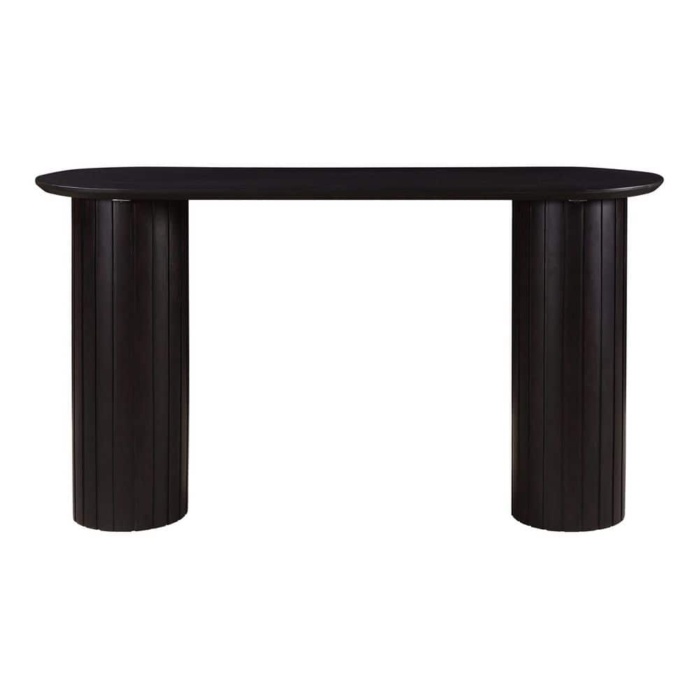 NADAAL STUDIOS Tatiana 54 in. Black Oval Solid Acacia Wood Console ...
