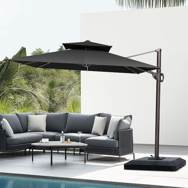 Pellebant Double Top 9 ft. x 12 ft. 360° Swivel Offset Cantilever Patio ...