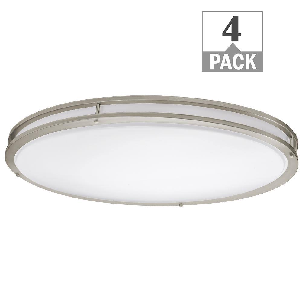 ETI LIGHTING Orbit 32 in. Brushed Nickel Oval LED Flush Mount Light ...