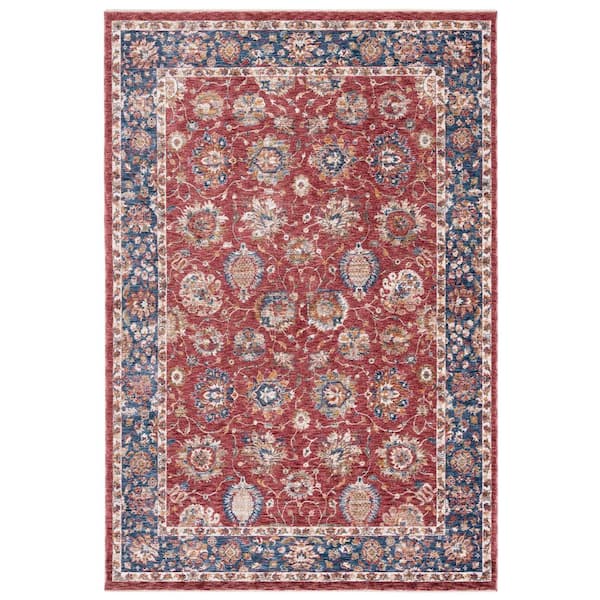 SAFAVIEH Heirloom 4 ft. x 6 ft. Rust/Navy Border Floral Area Rug ...