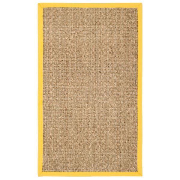 SAFAVIEH Natural Fiber Beige/Gold Doormat 2 ft. x 4 ft. Border Woven ...