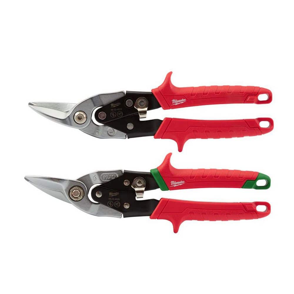 Milwaukee 10 in. Left-Cut Aviation Snips with 10 in. Right-Cut Aviation ...
