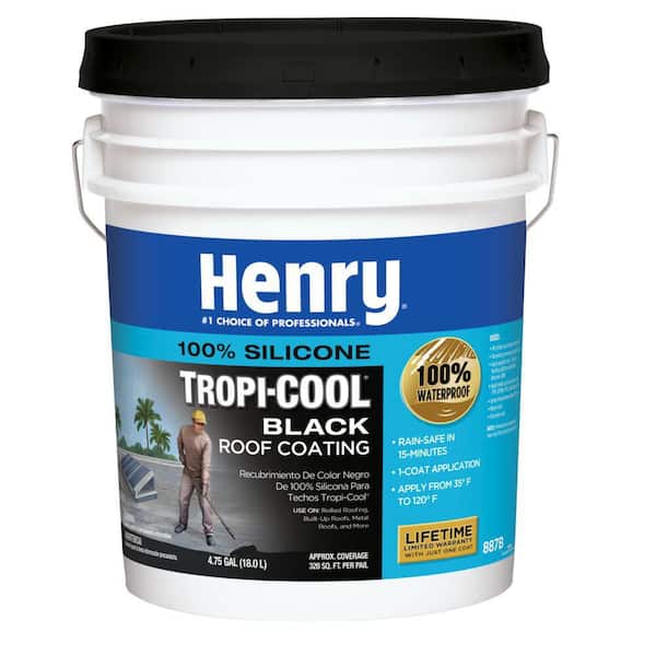 Henry 887B Tropi-Cool Black 100% Silicone Roof Coating 4.75 gal ...