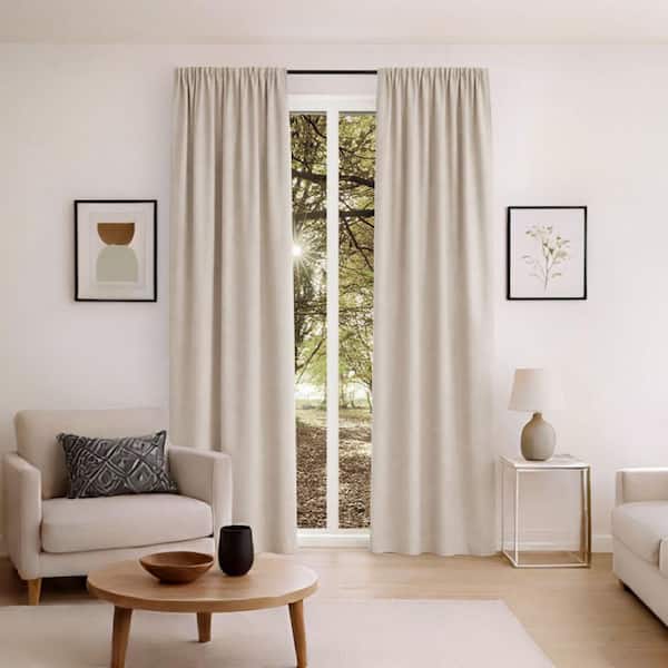 Levolor Basics Champagne Polyester Textured Thermal Blackout Curtain ...