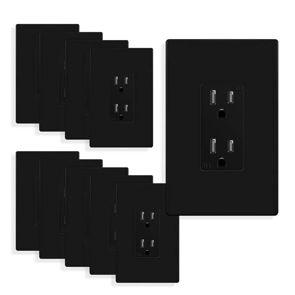 ENERLITES 15 Amp Tamper Resistant Decorator Duplex Outlet with Midsize ...