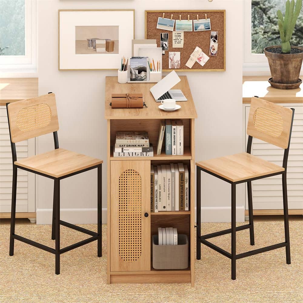 HONEY JOY 3-Pcs 36 in. H Kitchen Table and Chairs Set High Top Bar ...