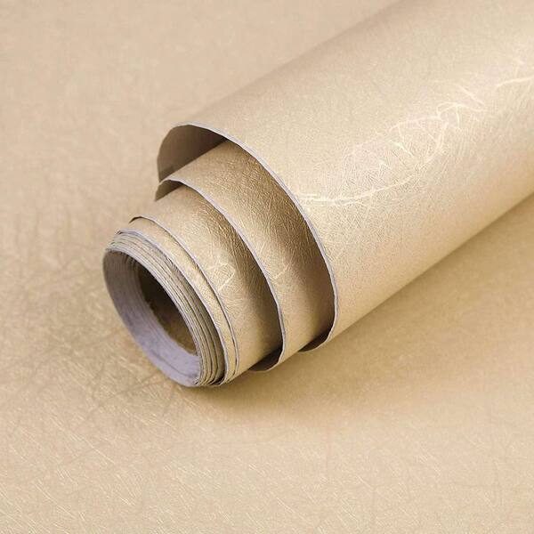 Beige Silk Embossed Self-Adhesive Peel and Stick Wallpaper Roll (Set of ...