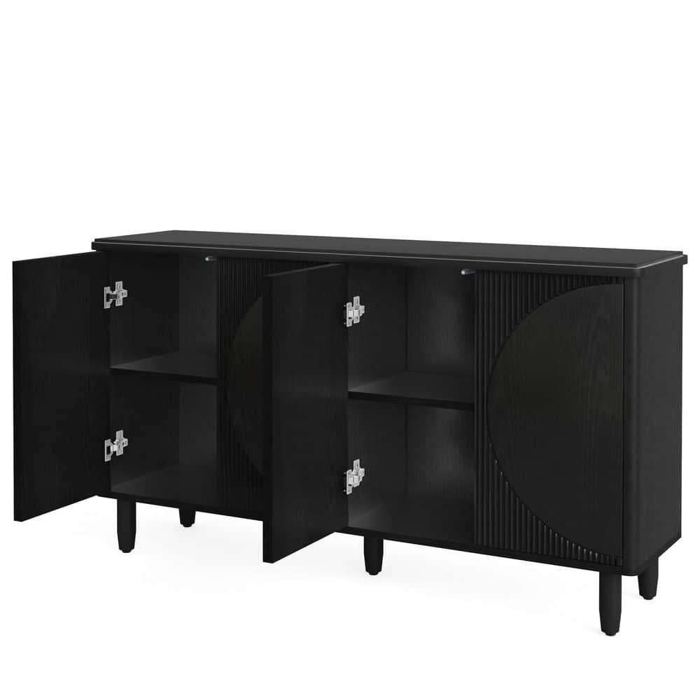 BYBLIGHT Ahlivia Black Engineered Wood 59.4 in. Buffet Cabinet ...