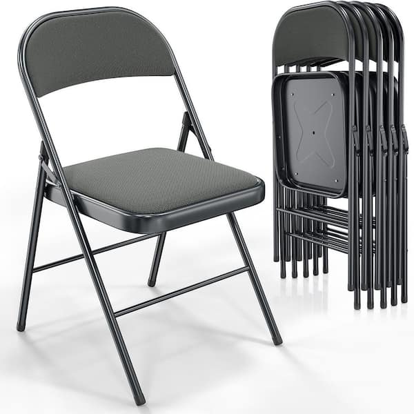 Karl home Gray Fabric Padded Seat Folding Chairs (Set of 10 ...