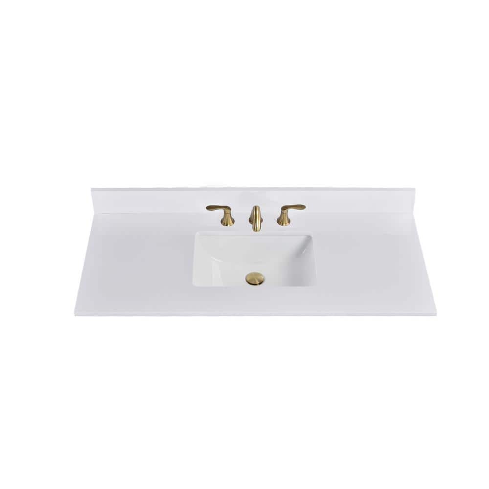 PROOX 48 in. W. x 22 in. D Engineered Stone Composite White Rectangular ...