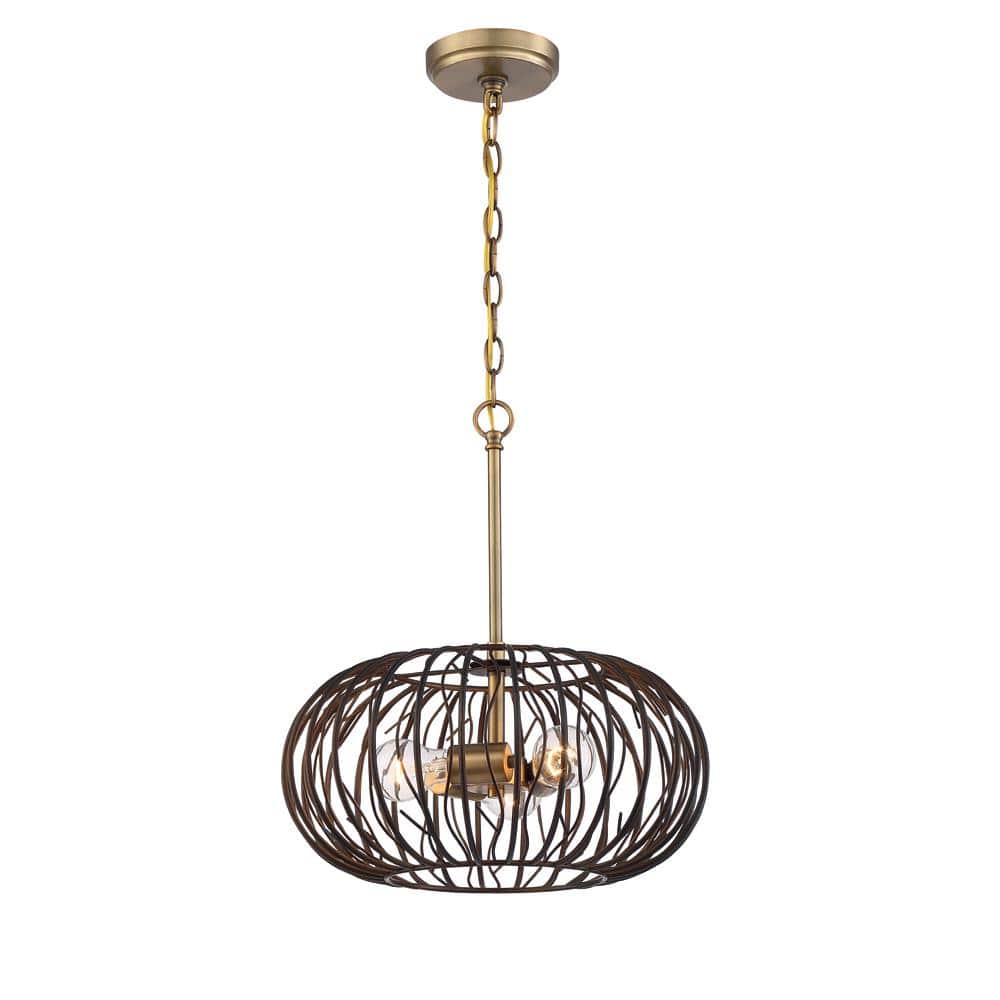 Designers Fountain Kala 60-Watt 3-Light Brushed Gold with makamae ...