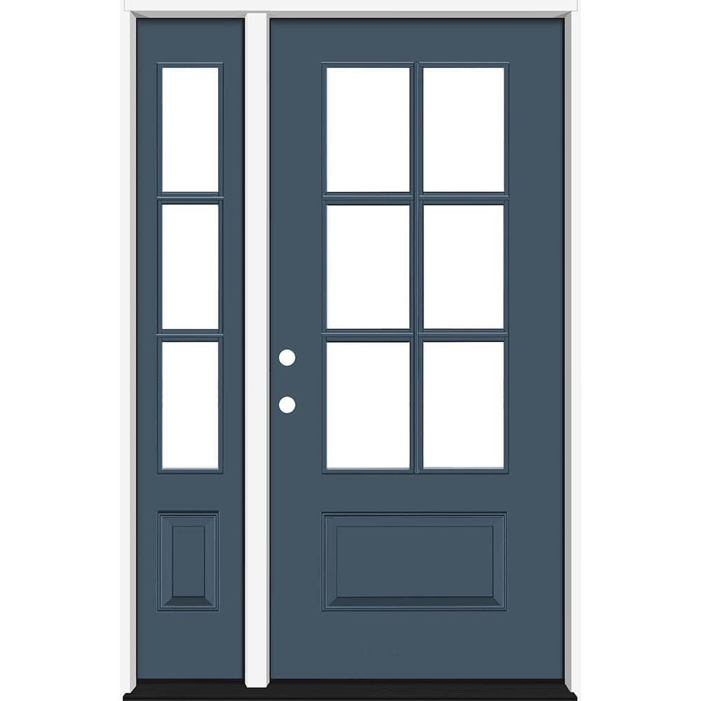 Steves & Sons Legacy 49 in. x 80 in. 3/4-6Lite Clear Glass RHIS Primed ...