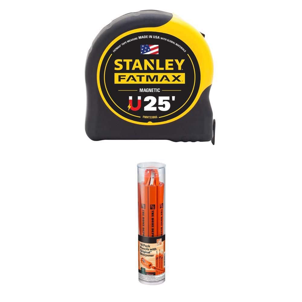 25 ft. FATMAX Magnetic Tape Measure and Carpenter Pencils with Original ...