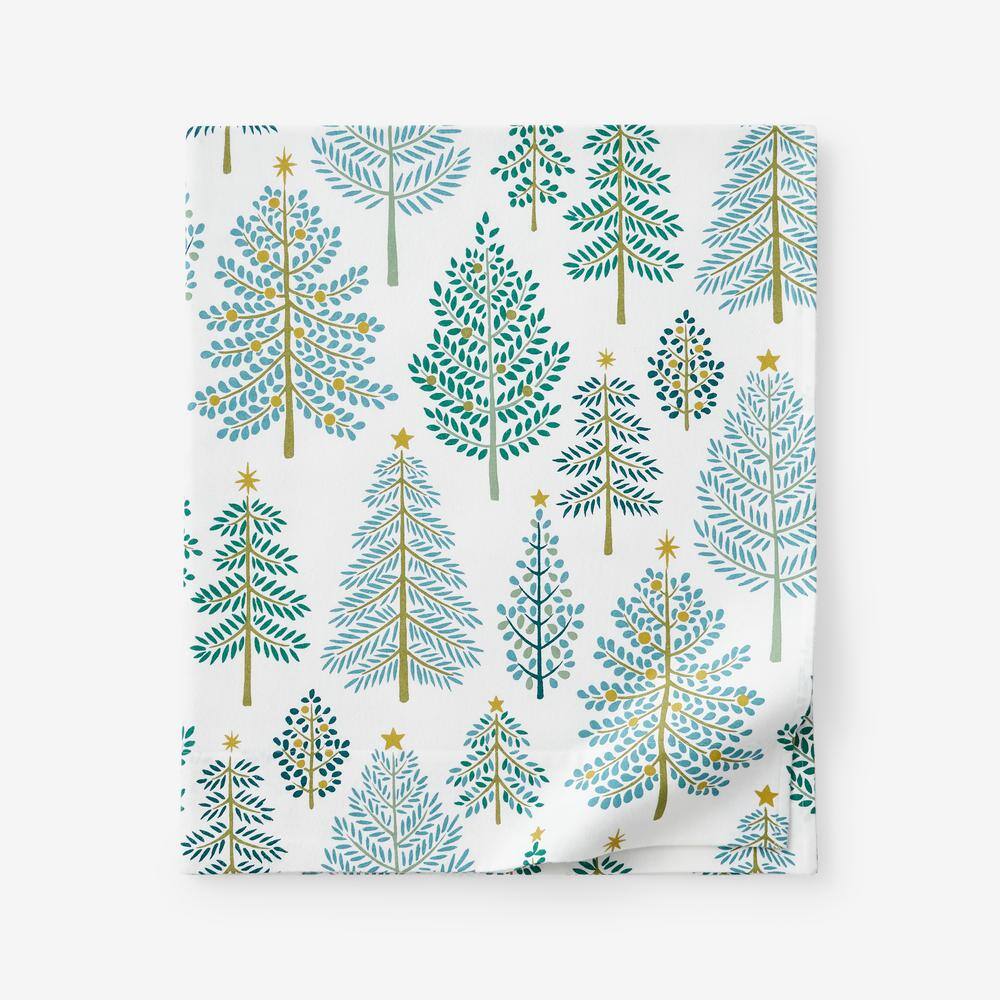 The Company Store Company Cotton Teal Yule Tree Velvet Flannel Full ...