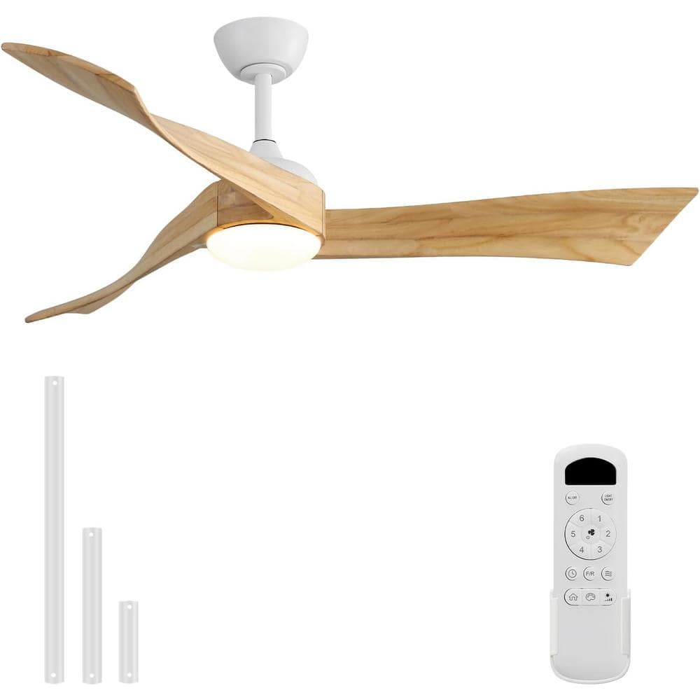 CACI Mall 52 in. Indoor/Outdoor White Ceiling Fan Integrated LED with ...