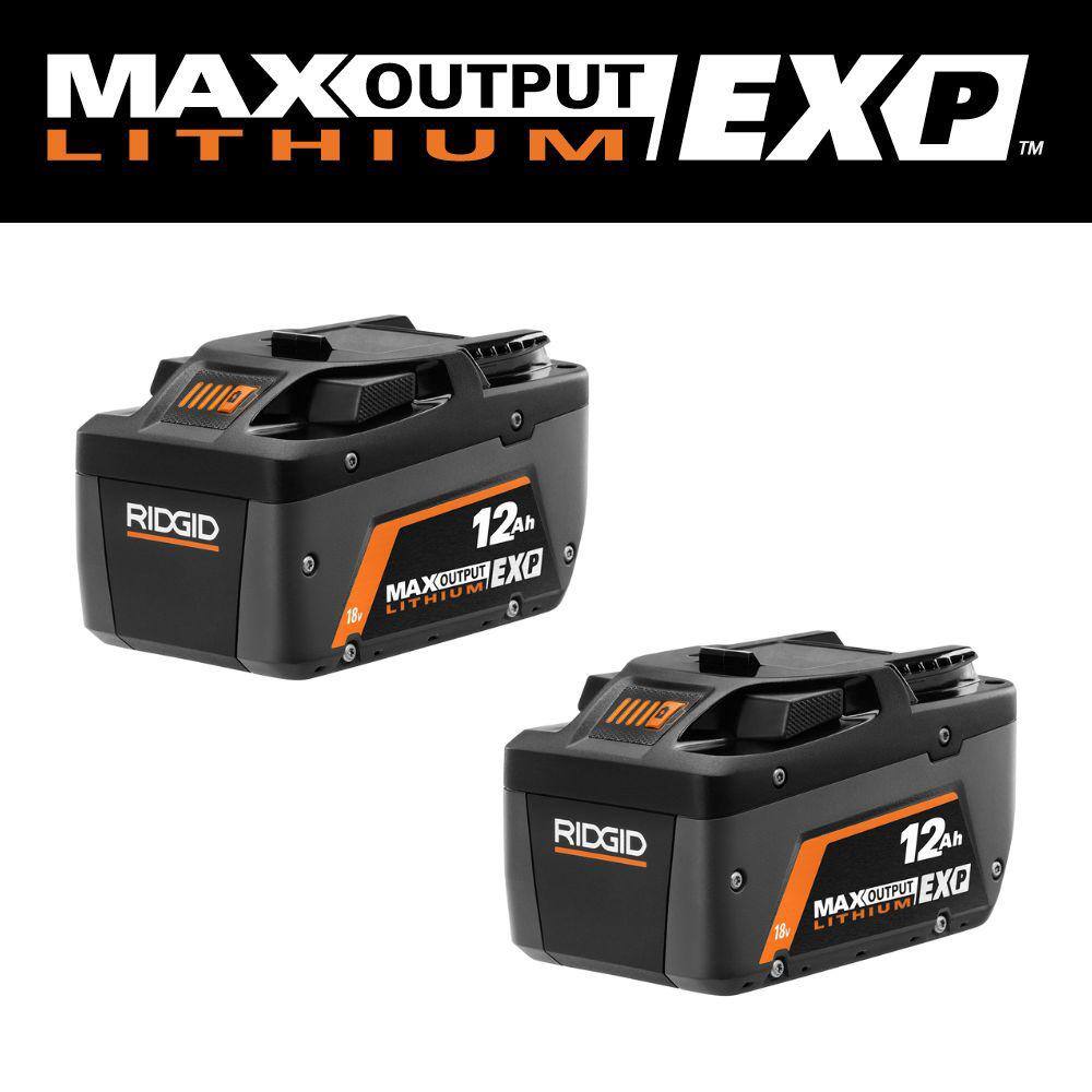 RIDGID 18V 12.0 Ah MAX Output EXP Lithium-Ion Battery (2-Pack) AC840120 ...