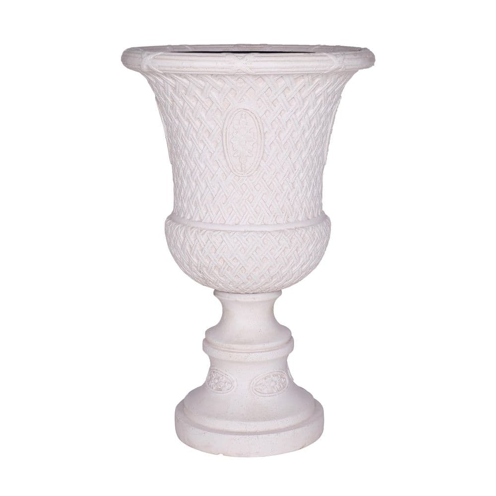 MPG 18 in. L x 18 in. W x 28 in. H Light Aged White Cast Stone Lattice ...