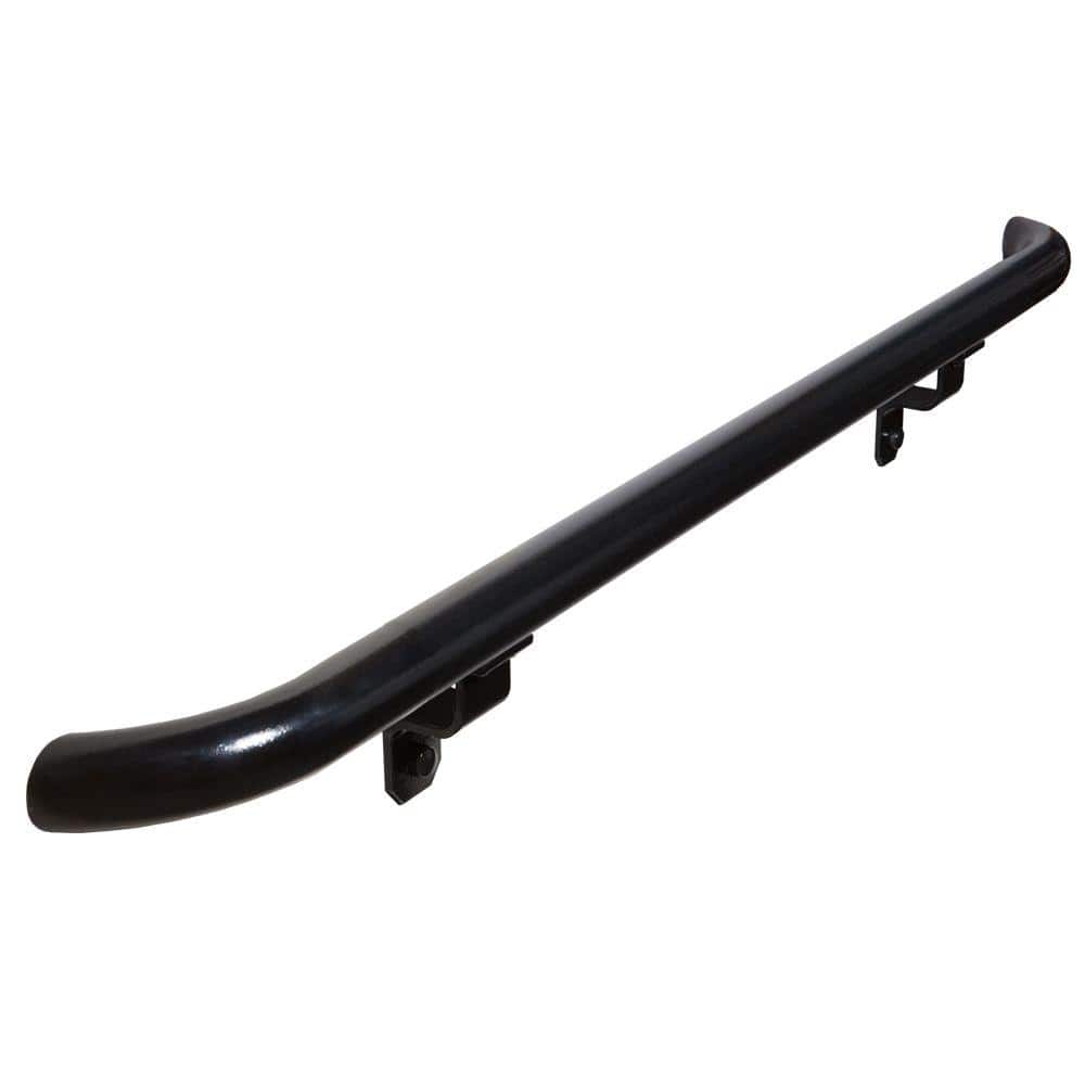EZ Handrail 6 ft. Textured Black Aluminum Round with Curved Ends ...
