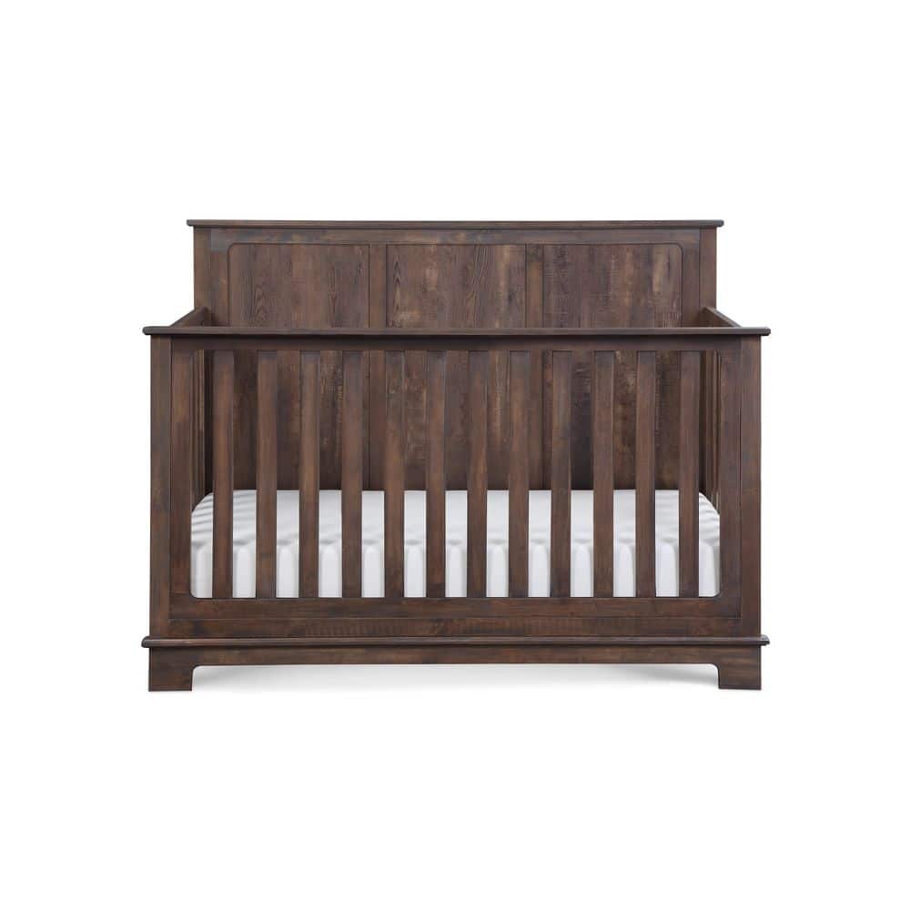 Rustic Brown 4-in-1 Convertible Crib, Converce to Full-size Bed ZY ...