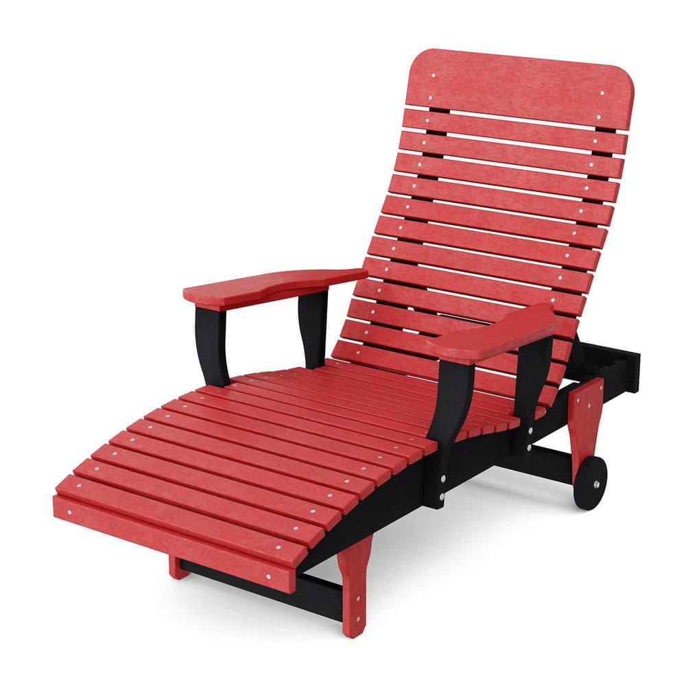 Wildridge Signature Cardinal Red and Black HDPE Plastic Outdoor Chaise ...