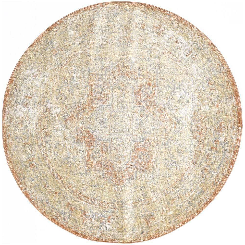Nourison Essentials Persian Beige Rust 6 ft. Round Center medallion ...