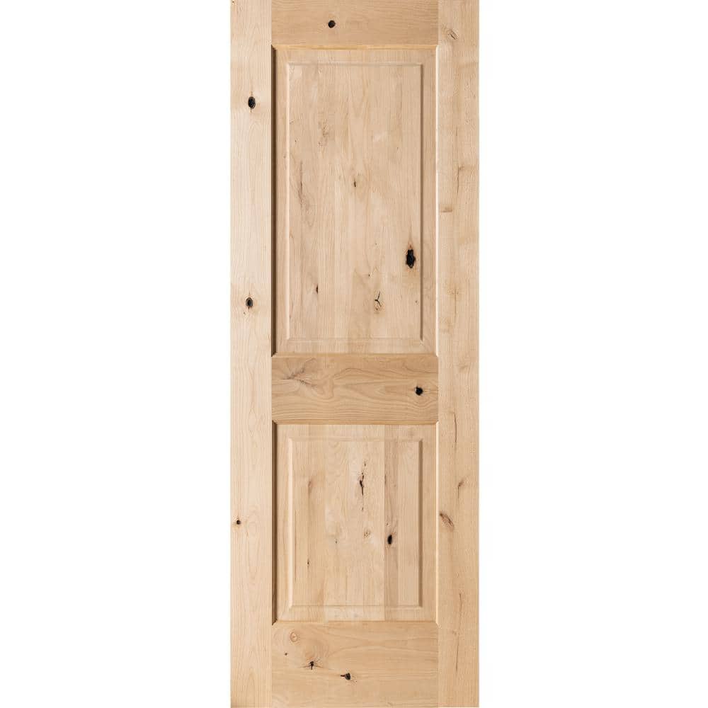 Krosswood Doors 28 in. x 80 in. Rustic Knotty Alder 2-Panel Square Top ...