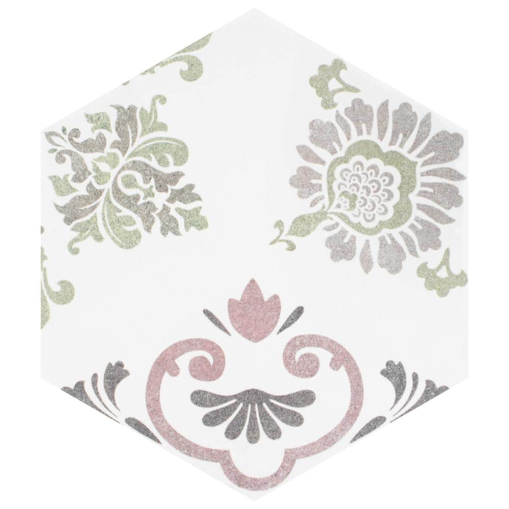 Merola Tile Fantasy Hex Pink 8-5/8 in. x 9-7/8 in. Porcelain Floor and ...