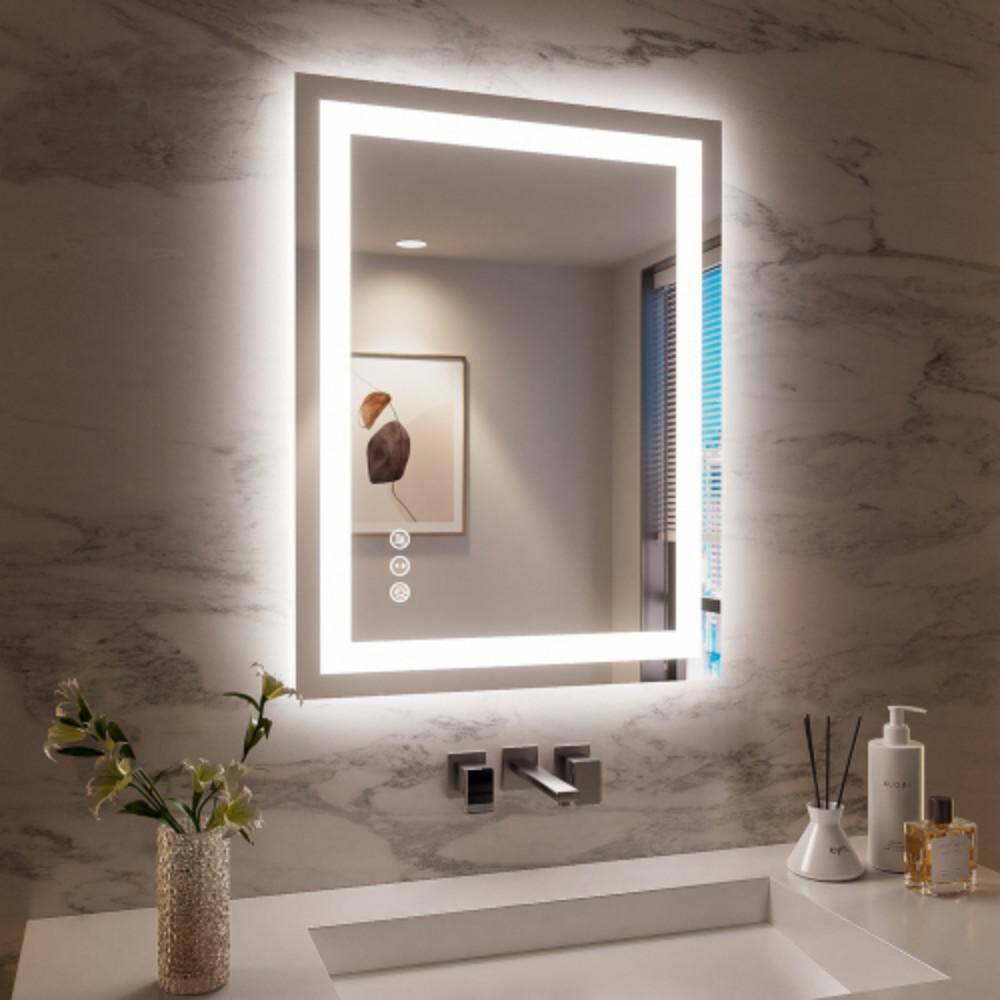 ACE DECOR 32 in. W x 36 in. H Rectangular LED Frameless Wall Bathroom ...