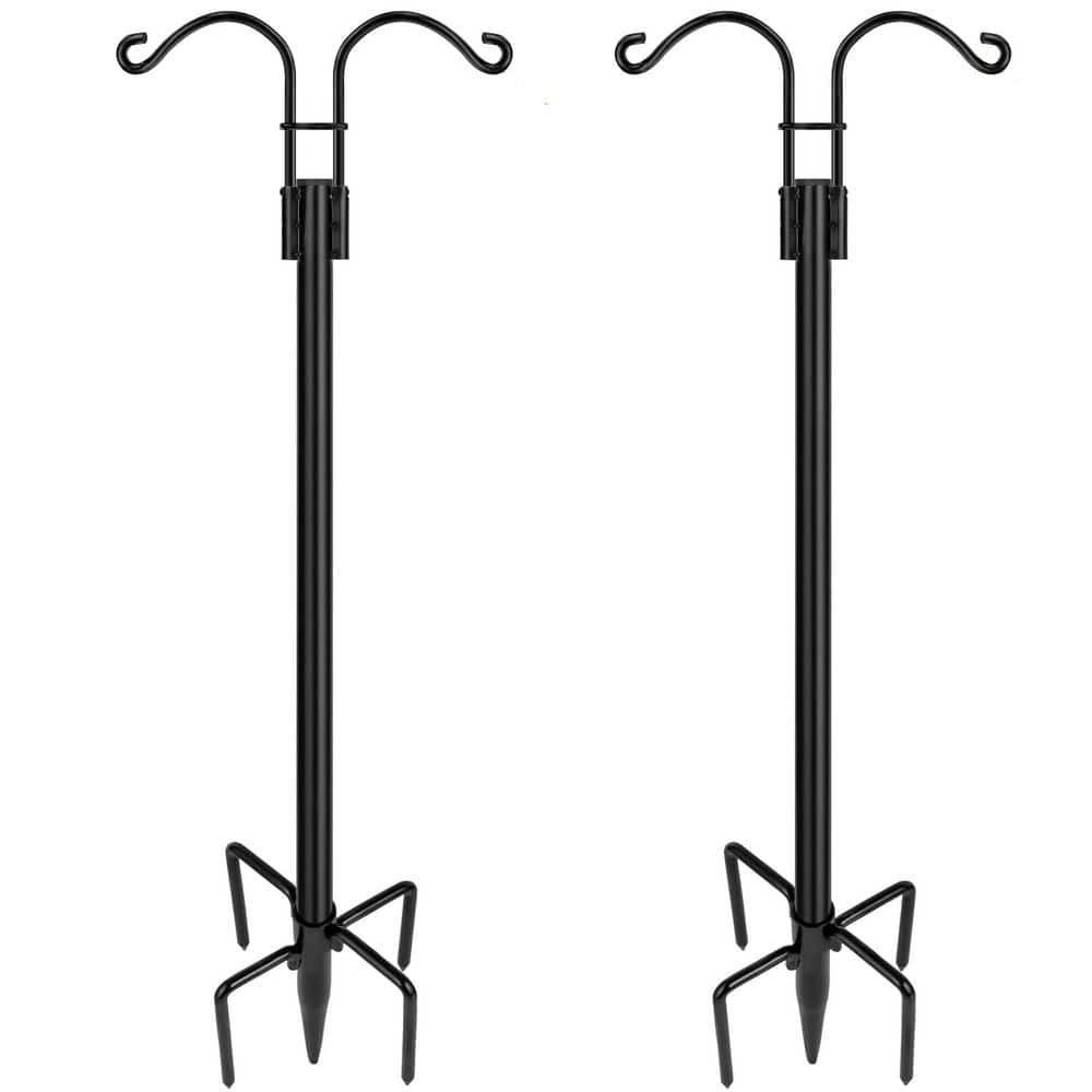 Justincity 2.64 in. Black Metal Dual Arm Sturdy Rust Resistant Garden ...