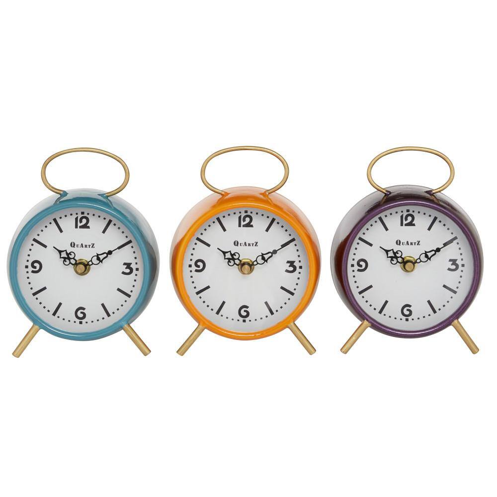 Litton Lane Multi Colored Wood Ring Top Analog Clock (Set of 3) 042639 ...