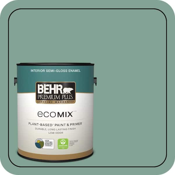 BEHR PREMIUM PLUS 1 gal. #470F-4 Aspen Aura Semi-Gloss Enamel EcoMix ...