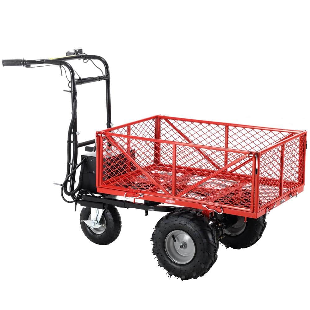 Polibi 6 cu. ft. Steel Electric Powered Garden Cart with 48V28Ah 500 ...