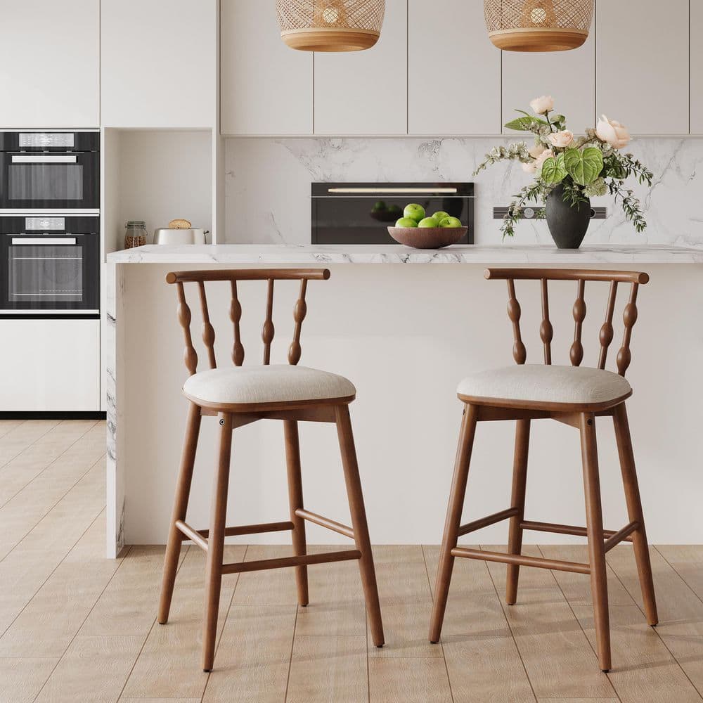 CHRISTOPHER KNIGHT HOME Baal Modern Walnut Solid Wood and Beige Fabric ...