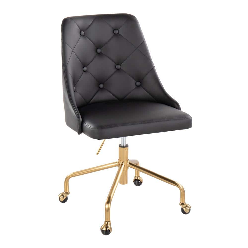 Lumisource Marche Faux Leather Adjustable Height Office Chair in Black ...
