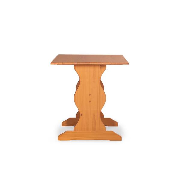 Zoe Natural Honey Brown Wood 43.25 in. Trestle Dining Table Seats 4