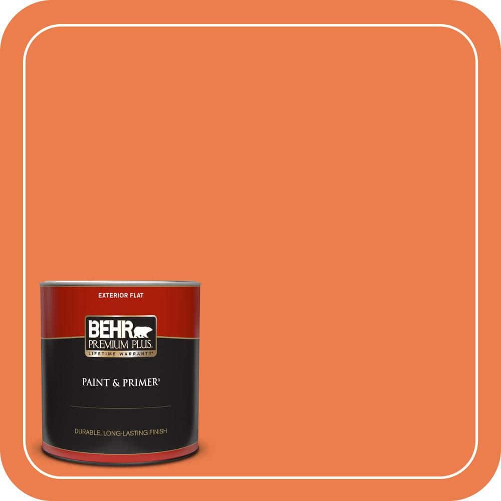 BEHR PREMIUM PLUS 1 qt. #P200-6 Sizzling Sunset Flat Exterior Paint ...