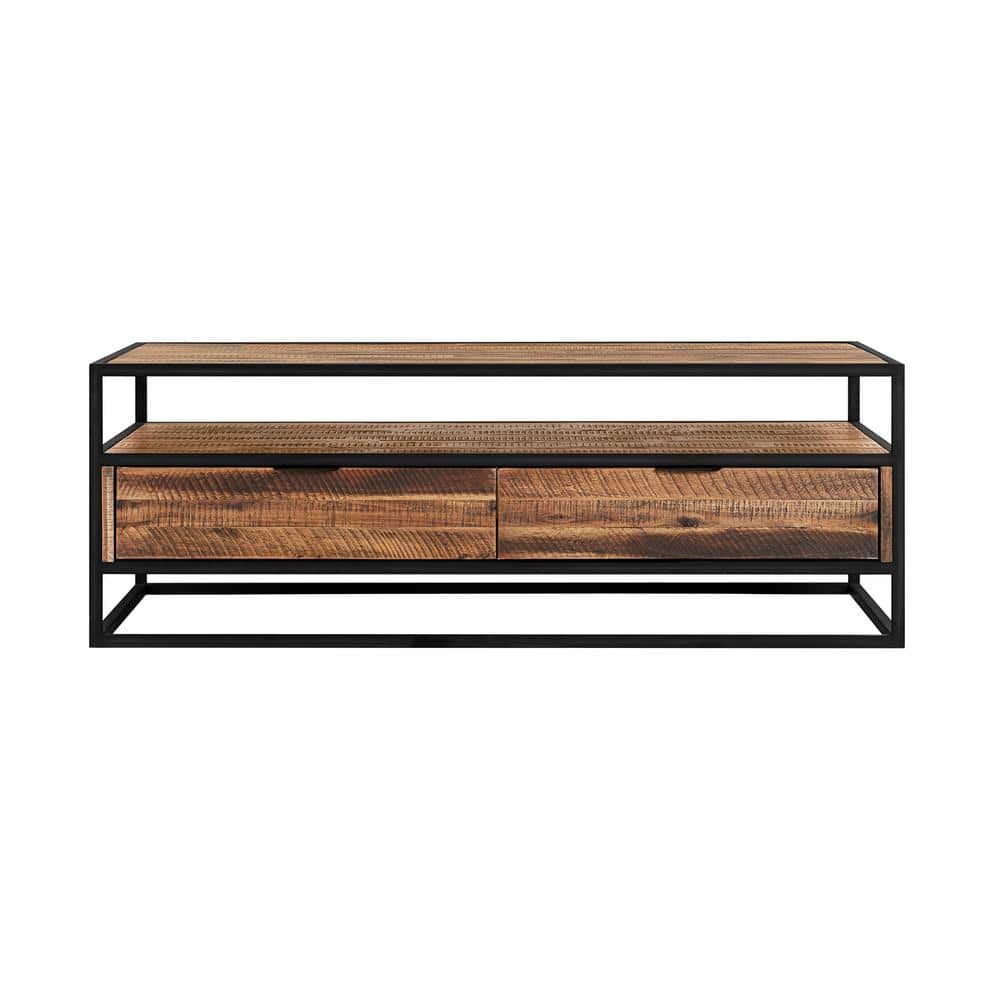Armen Living Ludgate 50 in. W Rustic Wood Rectangle Coffee Table ...