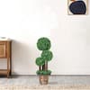 36 in. Plastic Artificial Topiary Triple Ball Tree Garden Decor ...